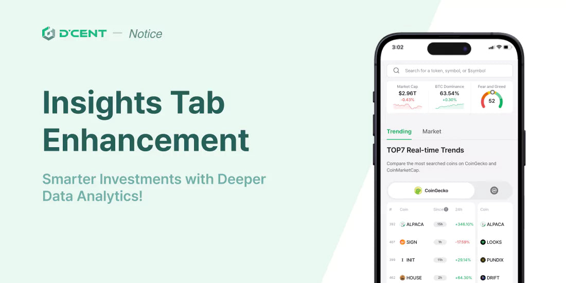 New Insight Tab in D’CENT: Market & On-Chain Data at a Glance