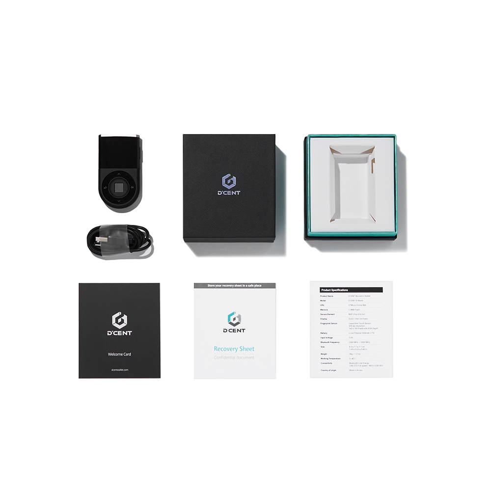 D'CENT Biometric - Cryptocurrency Cold Storage Hardware Wallet